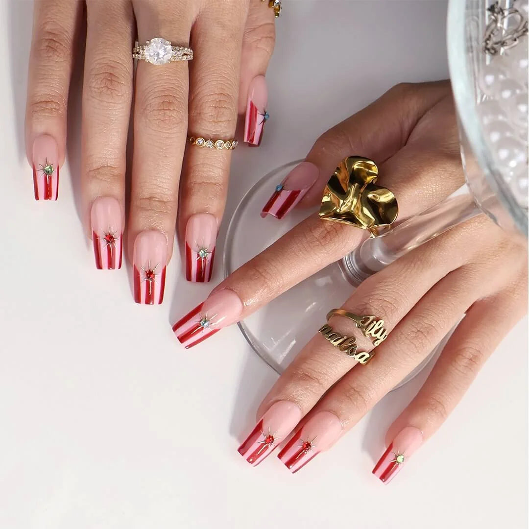 Heartstrike-press on nails | Handmade-Valentine-Nail Art – LILY NAILS ART