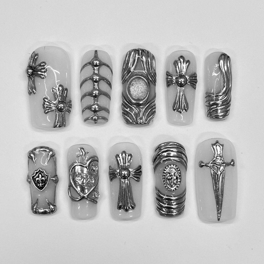Chrome Armor | Handmade Press On Nails by lilynailsart.co – LILY NAILS ART