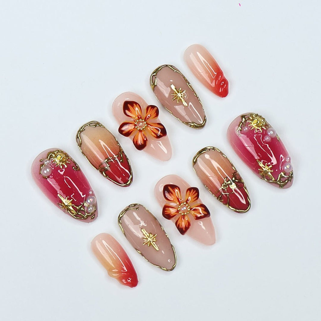 Fall Handmade Press On Nails by lilynailsart.co – LILY NAILS ART