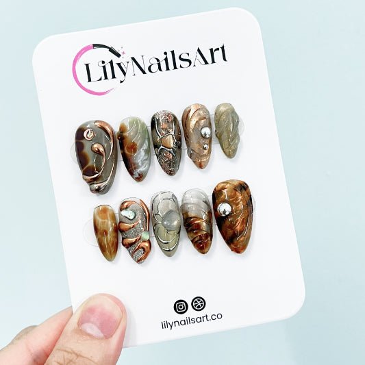 Fall Handmade Press On Nails by lilynailsart.co – LILY NAILS ART
