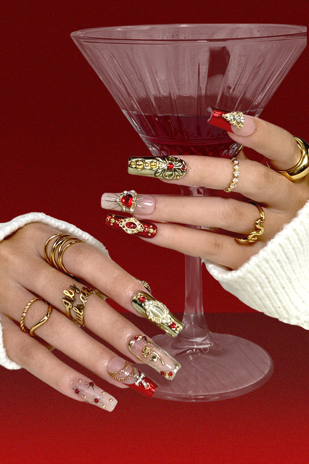 Scarlet Reverie | Handmade Press On Nails by lilynailsart.co – LILY ...